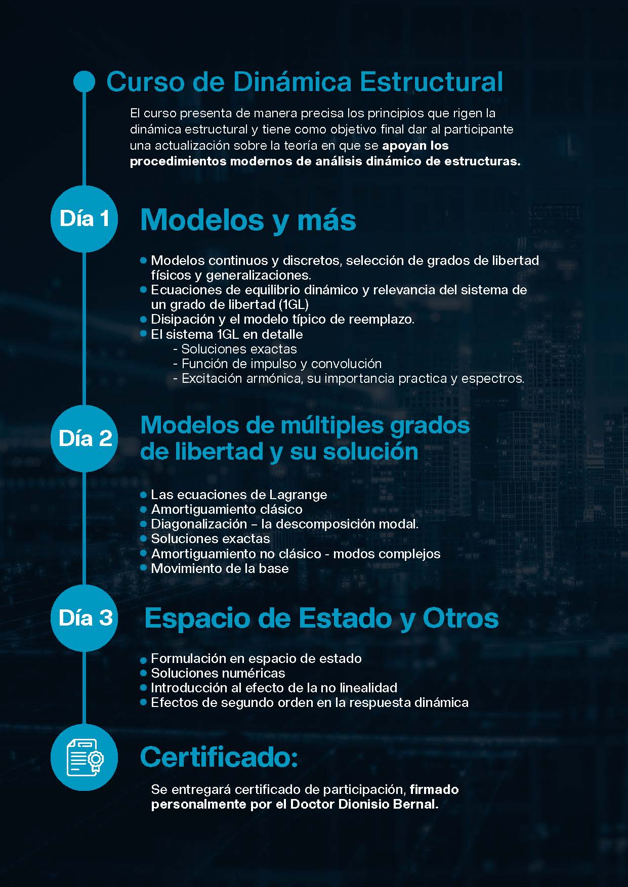 Curso Dinamica Estructural Punta Cana, RD, 9 al 11 Nov 2023 - Dr. Dionisio Bernal